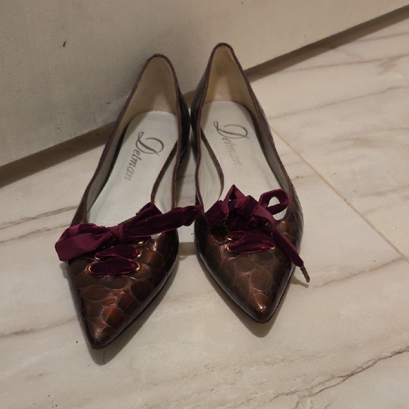 Delman | Shoes | Vintage Delman Burgundy Pointed Toe Flats | Poshmark